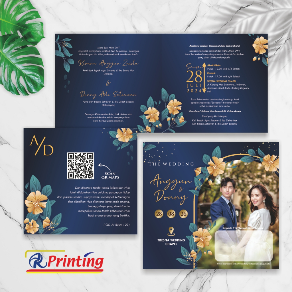 Glossy Wedding Invitation, Full Color Shiny, Elegant Luxury Premium ...