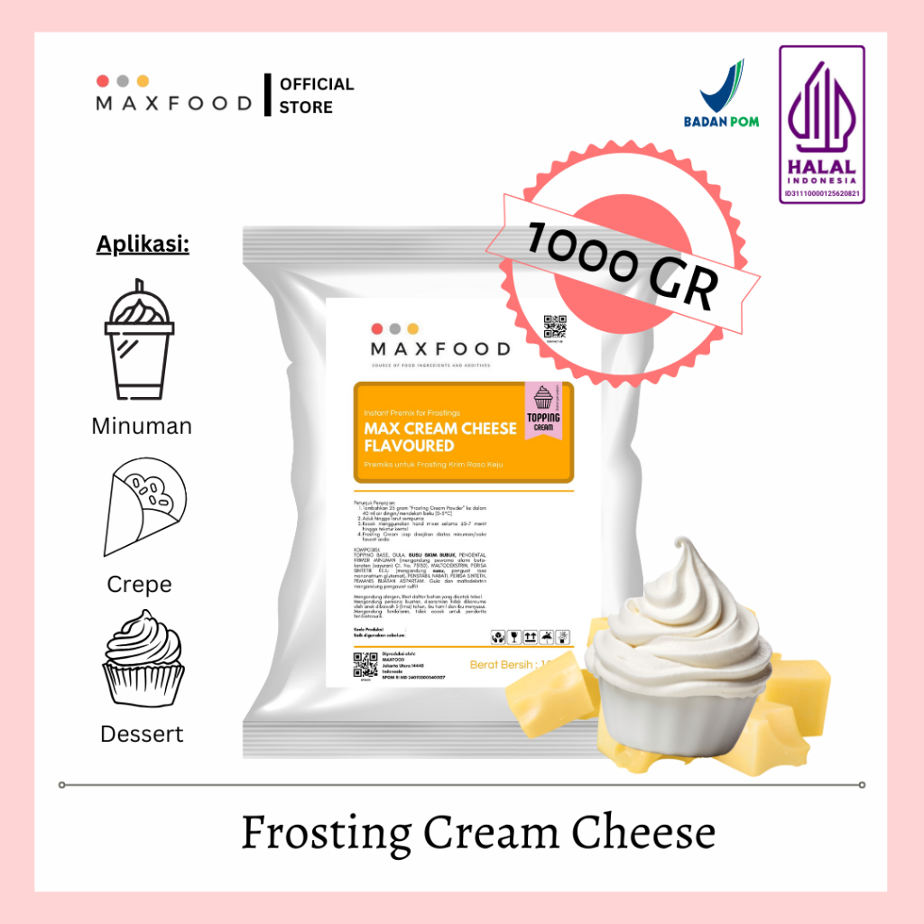 Maxfood - Whipping Cream Cheese/Whip Cream Powder Cheese Flavor 1kg ...