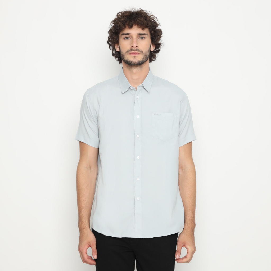 KEMEJA Police Shirt Polos Basic Cotton Soft Gray Regular Fit Men ...