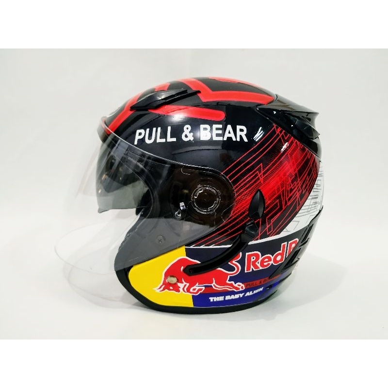 HITAM Arl CENTRO DOUBLE VISOR MARQUEZ RED BULL 93 Black HALF FACE SNI ...