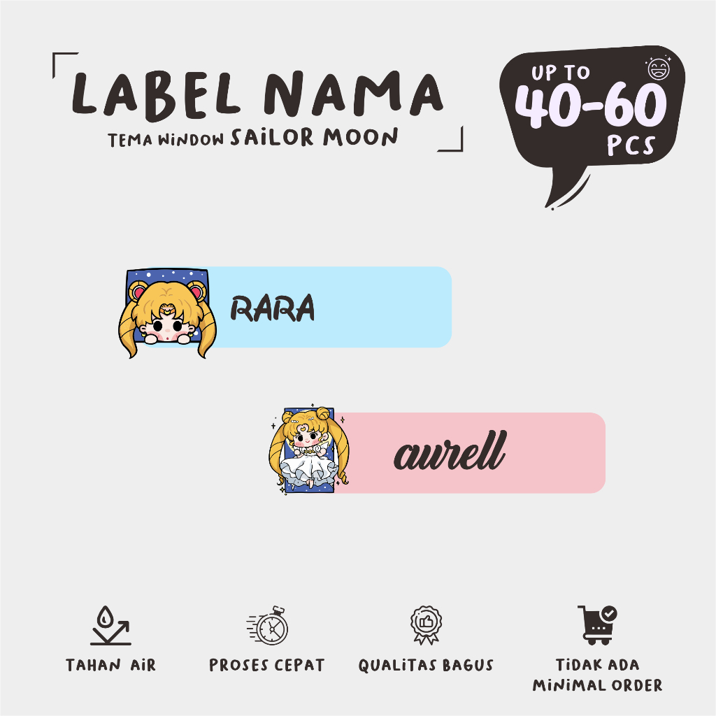 (40 - 60 pcs) print cute SAILOR MOON Window Anime theme name stickers ...