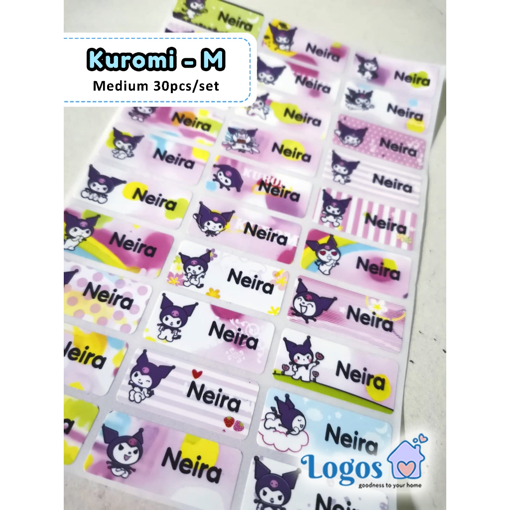 Kuromi waterproof Name Label Sanrio Name Sticker | Shopee Singapore