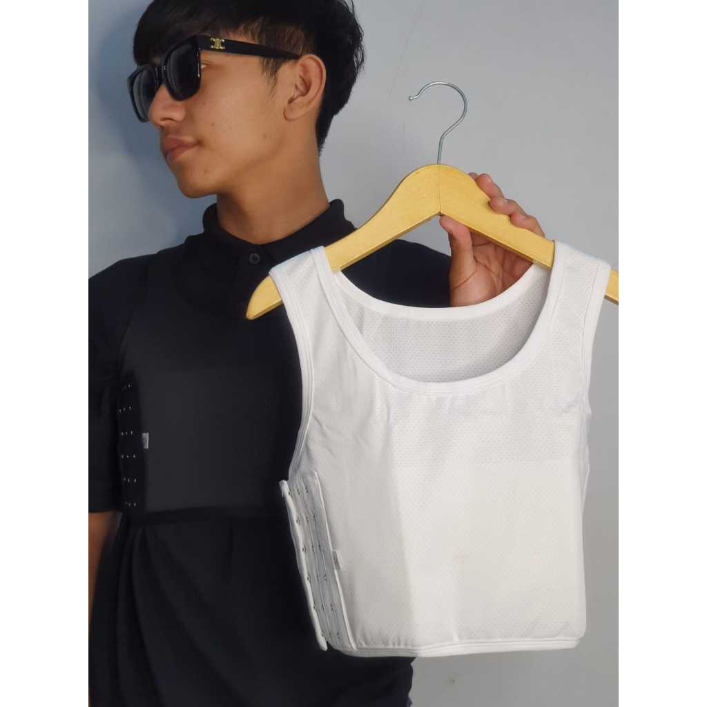 Breast Binder Pore model Front And Back Side Hook Chest Flatter ...