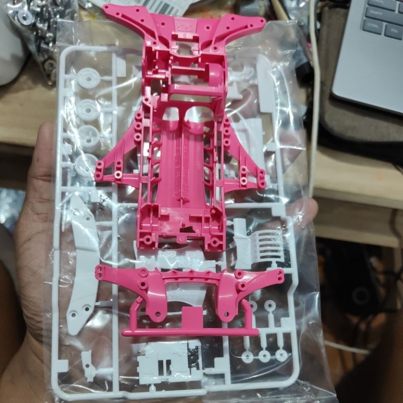 PUTIH Tamiya Chassis Chassis Chassis FMA Fm-a Pink + White FMA Gearbox ...