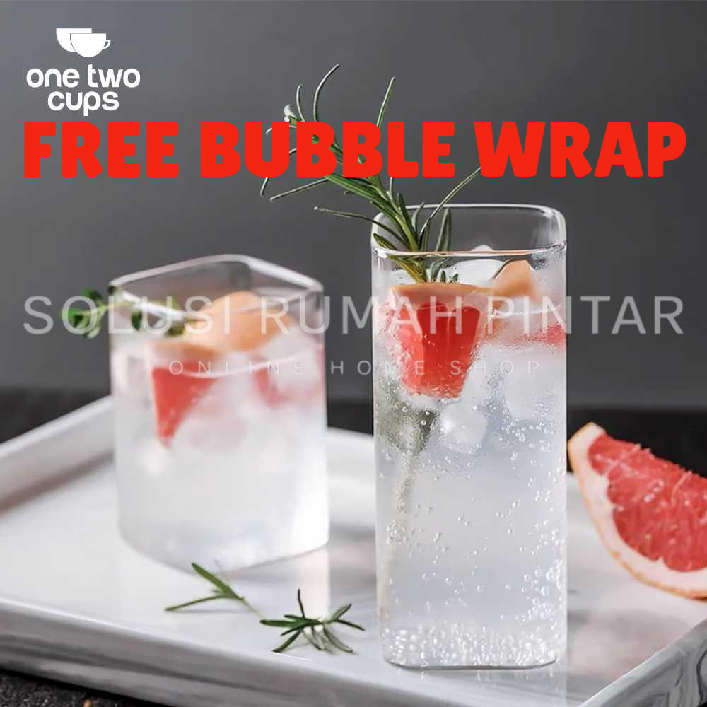 Heat Resistant Square Borosilicate Glass Drinking Glass - One Two Cups ...