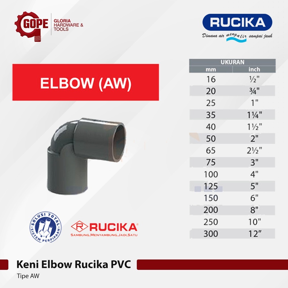 Keni Elbow Paralon Pipe Connection PVC Rucika AW | Shopee Singapore