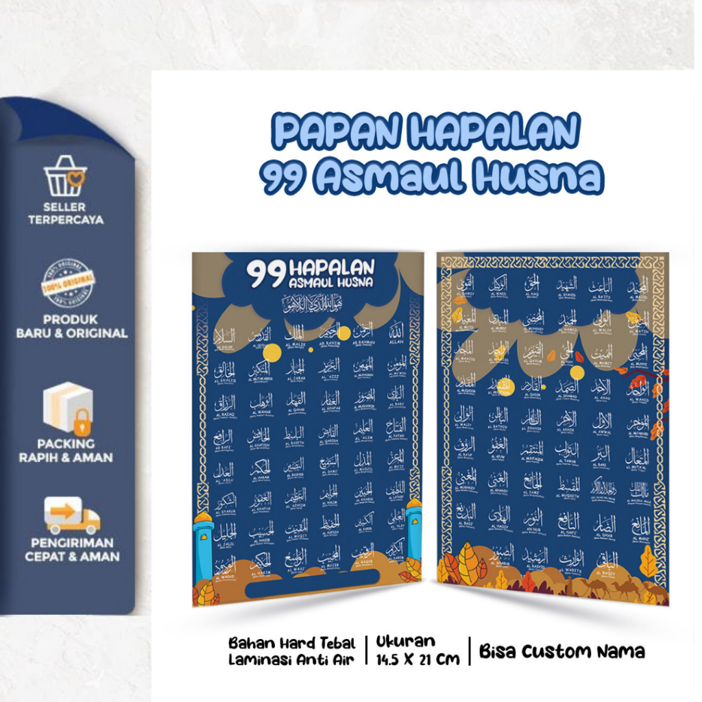 RD // Custom Memorization Board Table + Name 99 Asamul Husna Material ...