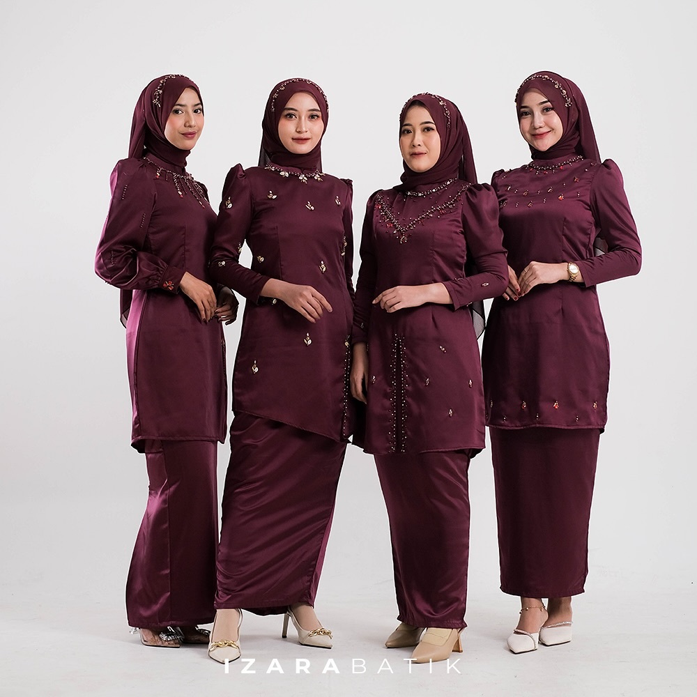 One Set Burgundy - Baju Kurung Malay Modern Melayu Malaysia Latest Baju ...