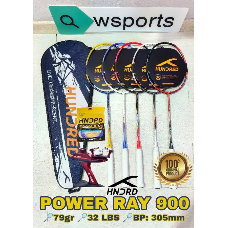 Original Hundred HNDRD POWER RAY 900 79gr 32LBS Badminton Racket ...