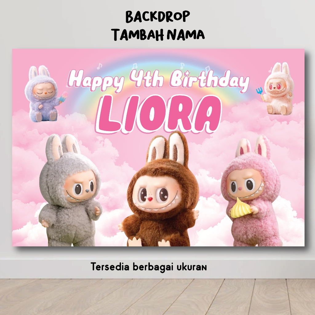 Backdrop LABUBU DOLL BACKGROUND BANNER WALLPAPER BIRTHDAY Decoration ...