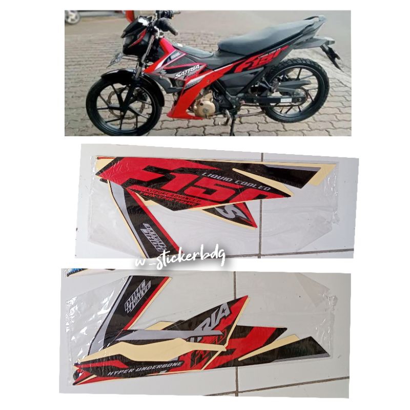 MERAH Suzuki Satria Fu F150 Fi 2016 Red Black Body Sticker Striping ...