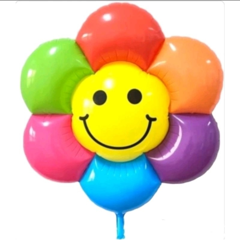 MATAHARI Rainbow Colorful Flower Balloons Super Jumbo Smile Daisy ...