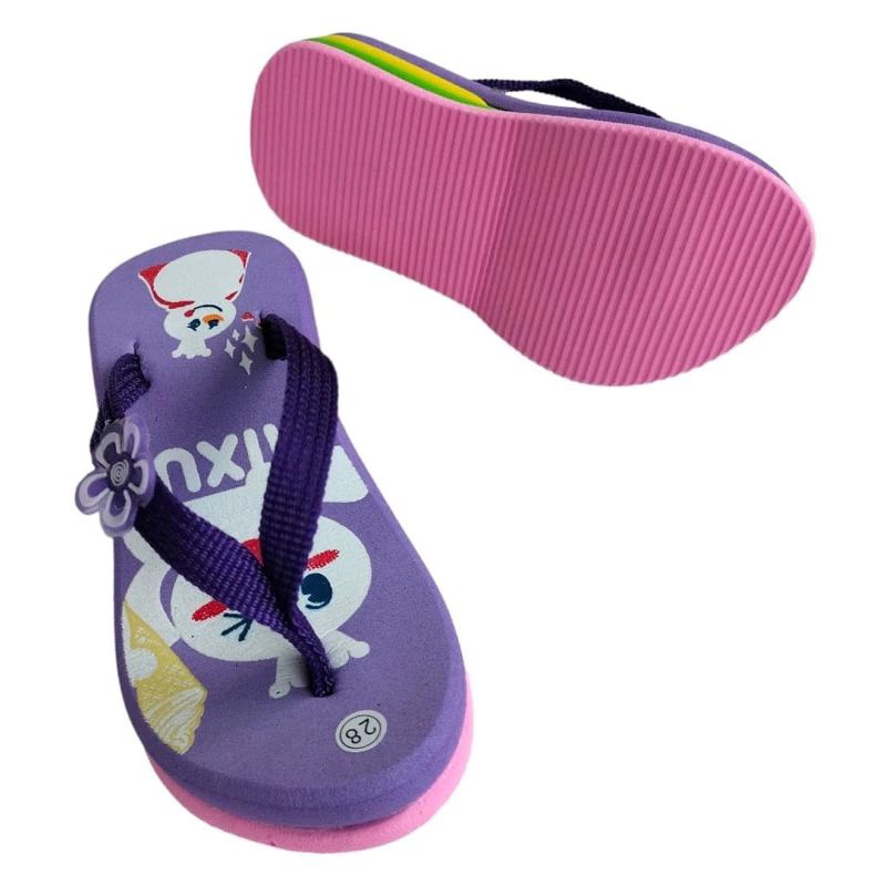 Latest rainbow wedge sandals with mixue motif. Children's wedge flip ...