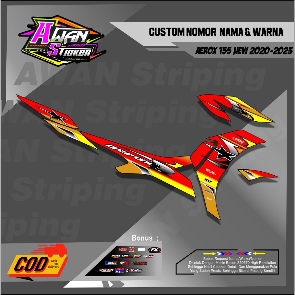 Aerox 155 New Striping List of Variations Roadrace Racing Stickers ...