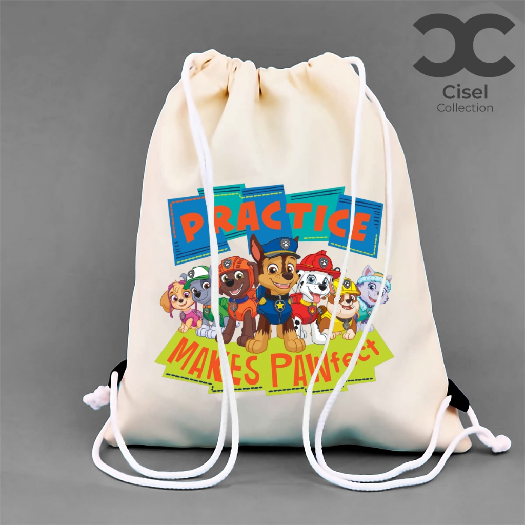 Cisel Thick Drawstring Bag String Bag Canvas Paw Patrol Cute Aesthetic ...