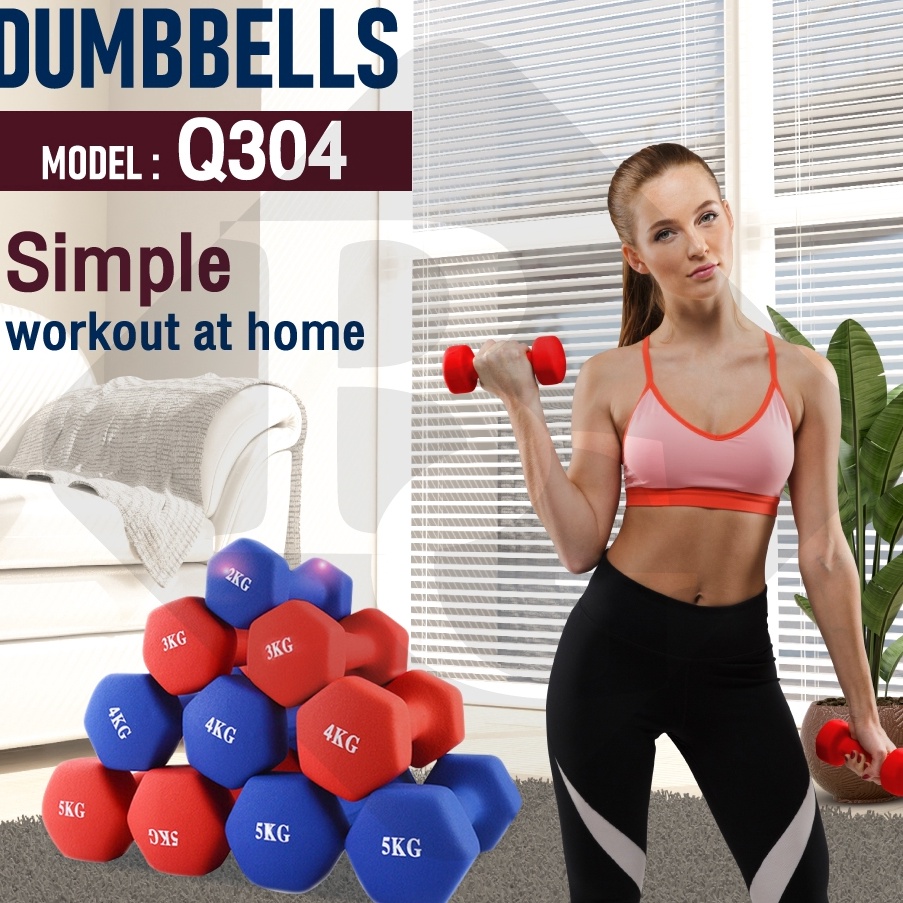 BG SPORT MINI DUMBBELL / Barbell NEOPRENE CAST IRON 3KG (1 Pcs ...