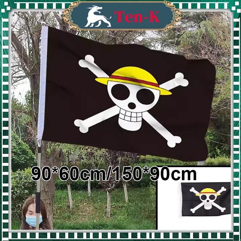 150*90cm One Piece Luffy Pirate Flag/Flag Big Straw Hat Pirates Trumpet ...