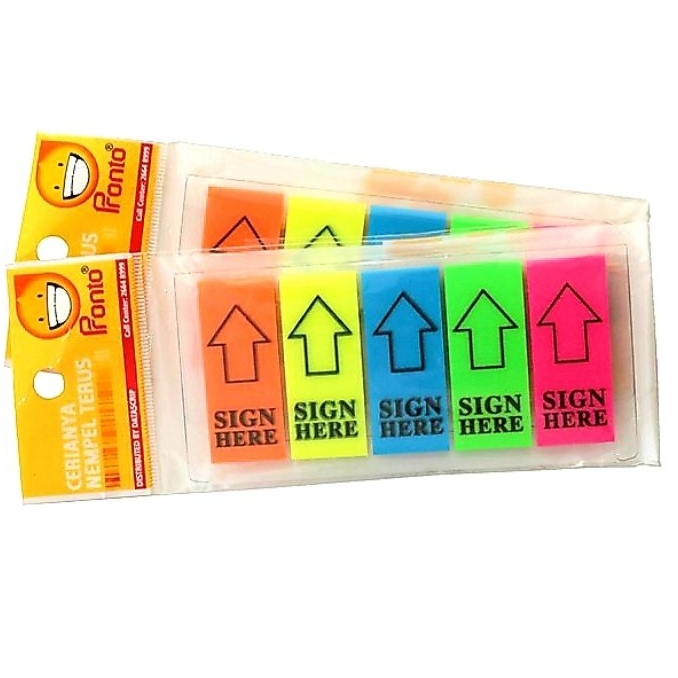 Pronto Sign Here Plastic Sticky Note/ Signature Marker Sticker ...