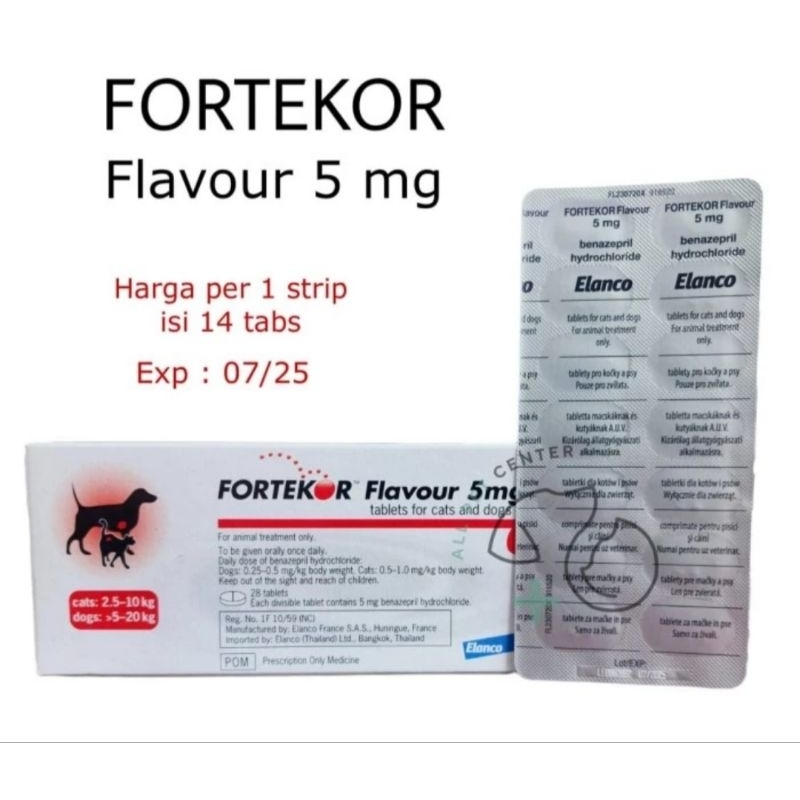 Fortekor Flavour 5mg For Cat and Dog The Price Of 1 Strip Contains 14 ...