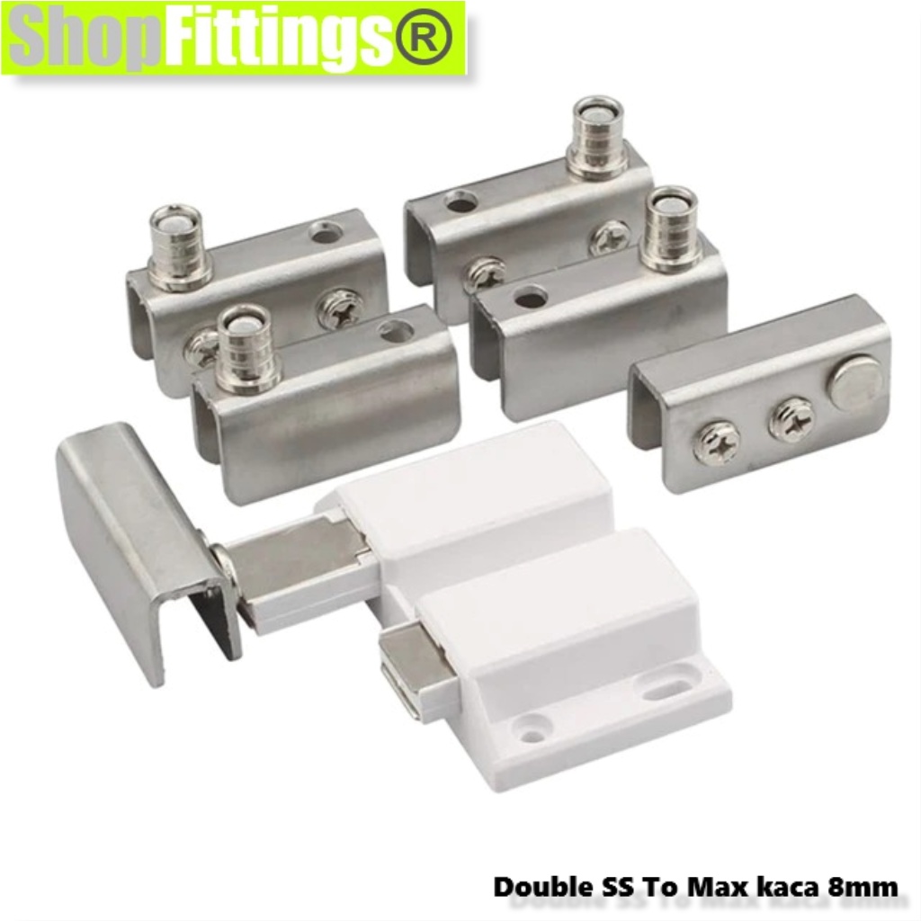 Glass Hinge Clamp Door Pivot Hinge Single Double Head Magnetic Catch ...