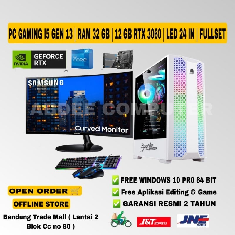 Pc Gaming Core I5 10400f Ram 32gb Ssd 256gb 12gb Rtx 3060 Led 24 In