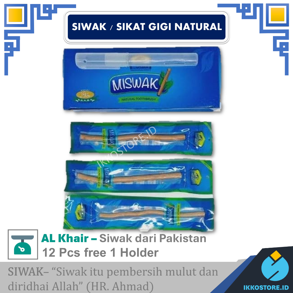 AL-KHAIR Miswak Miswak Small Size 12 PCS (FREE 1 HOLDER) | Original ...