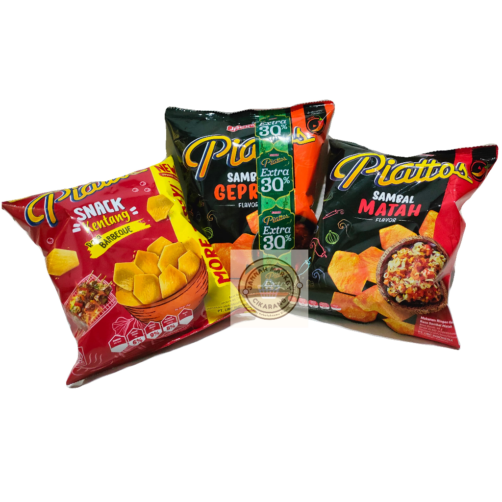 Piattos Potato snack With BBQ Flavor, matah Sambal And 30% EXTRAA isi ...