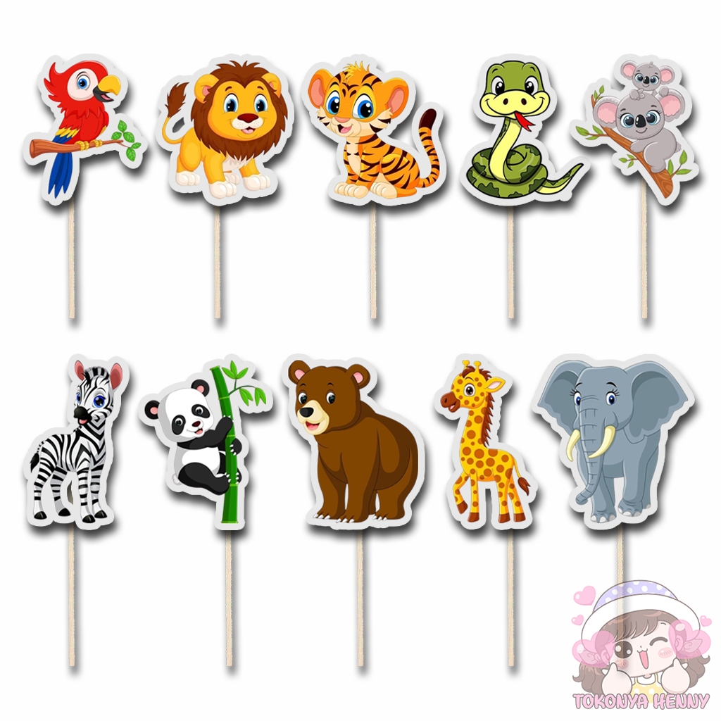 Birthday Cake Decoration Cake Topper with ANIMAL ZOO CUPCAKE motif ...
