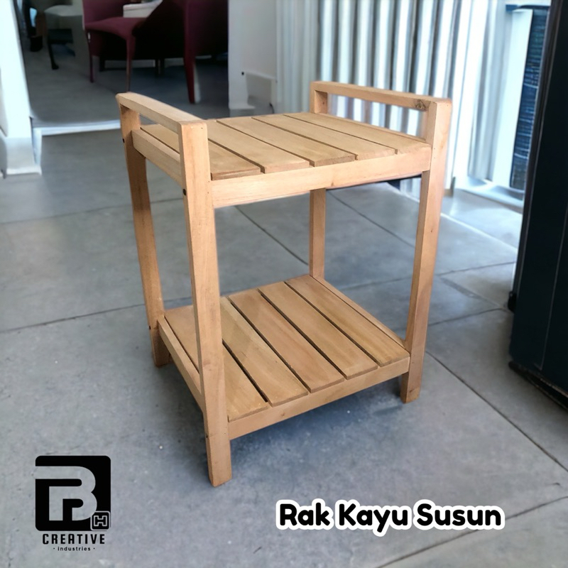 KAYU 2-tier Stacking Wooden Shelf Gallon Rack Dispenser Rack | Shopee ...