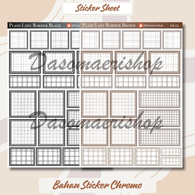 Sticker Sheet Aesthetic Plaid Line Border Sticker Square Motif ...