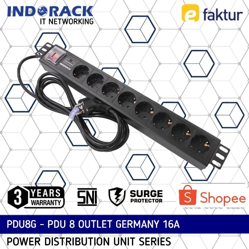 Pdu8g PDU INDORACK 8 Outlet 16A Germany Socket Power Distribution Unit ...