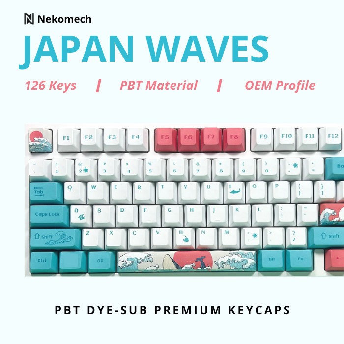 Nekomech Japanese Keycaps Japanese Sea Waves - PBT Dyesub OEM Profile ...