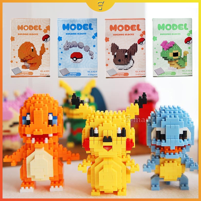 Brick Model Pokemon Cartoon Kids Nano 3D Block Building Toys Pikachu ...