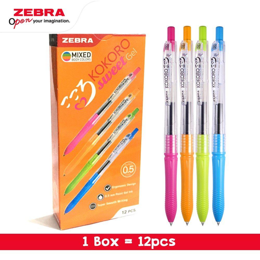 HITAM ️H2O ️ Kokoro Zebra Kokoro Gel Pen Color 0.5mm Black Gel Pen (1 ...