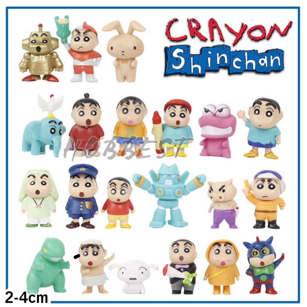 Action Figure CRAYON SHINCHAN set Of 8pcs - Miniature Cake Topper Chibi ...