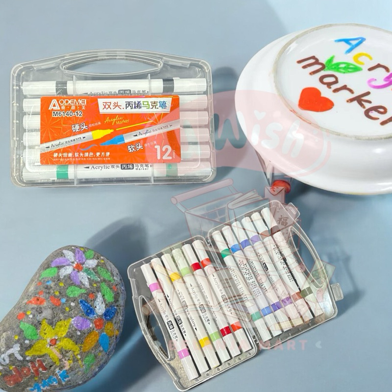 MATA 12 COLOR AODEMEI ACRYLIC MARKERS | 24 COLORS 2IN1 (2 EYES ...