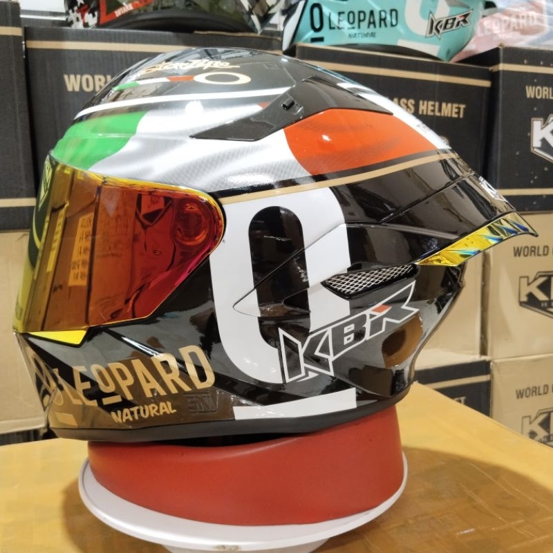 KBR TTC FULL FACE HELMET LEOPARD BLACK GLOSSY MOTIF (HANDLING PACKAGE ...