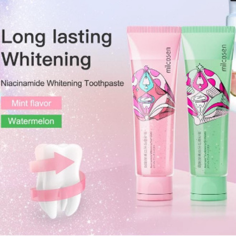 MILCOSEN NIACINAMIDE WHITENING TOOTHPASTE MINT FLAVOR AND WATERMELON ...