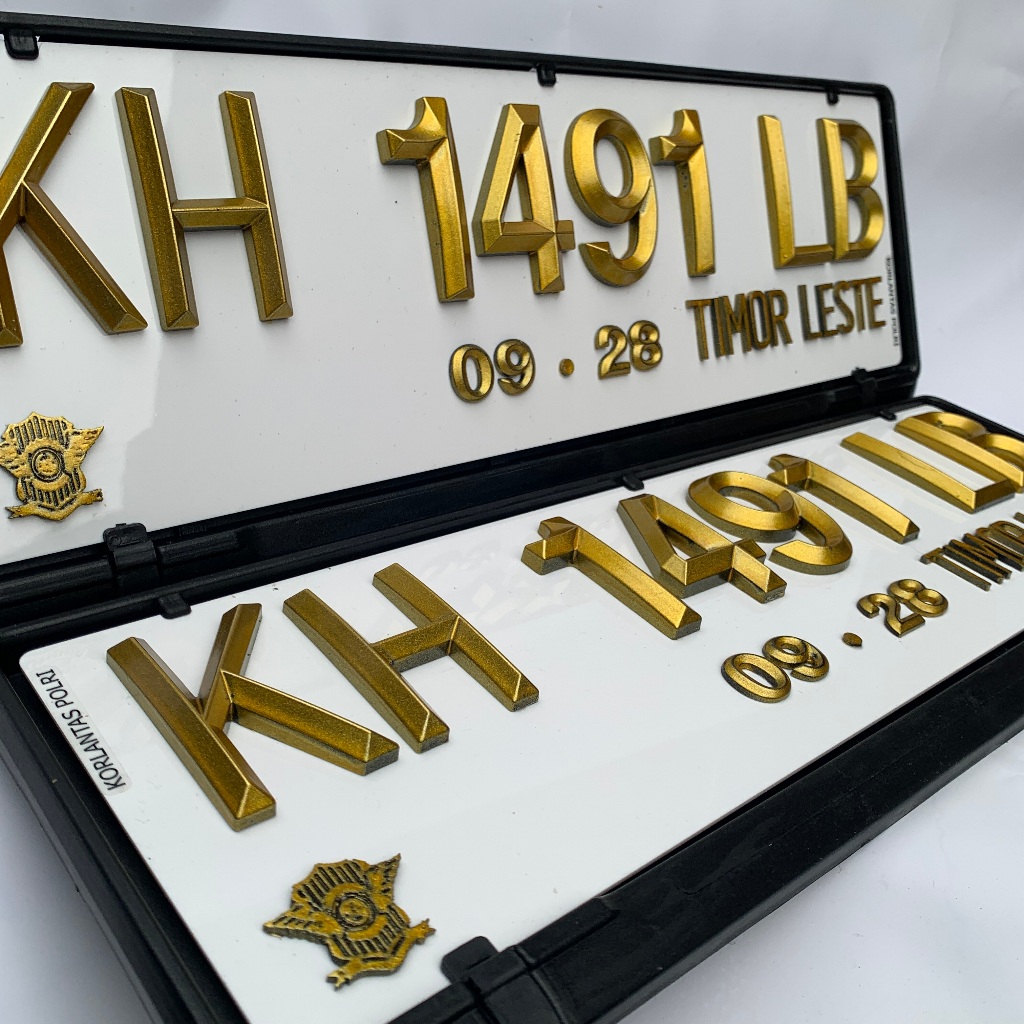 Car Number Plate Embossed Taper Pentagon GOLD Color Pyramid Letter ...