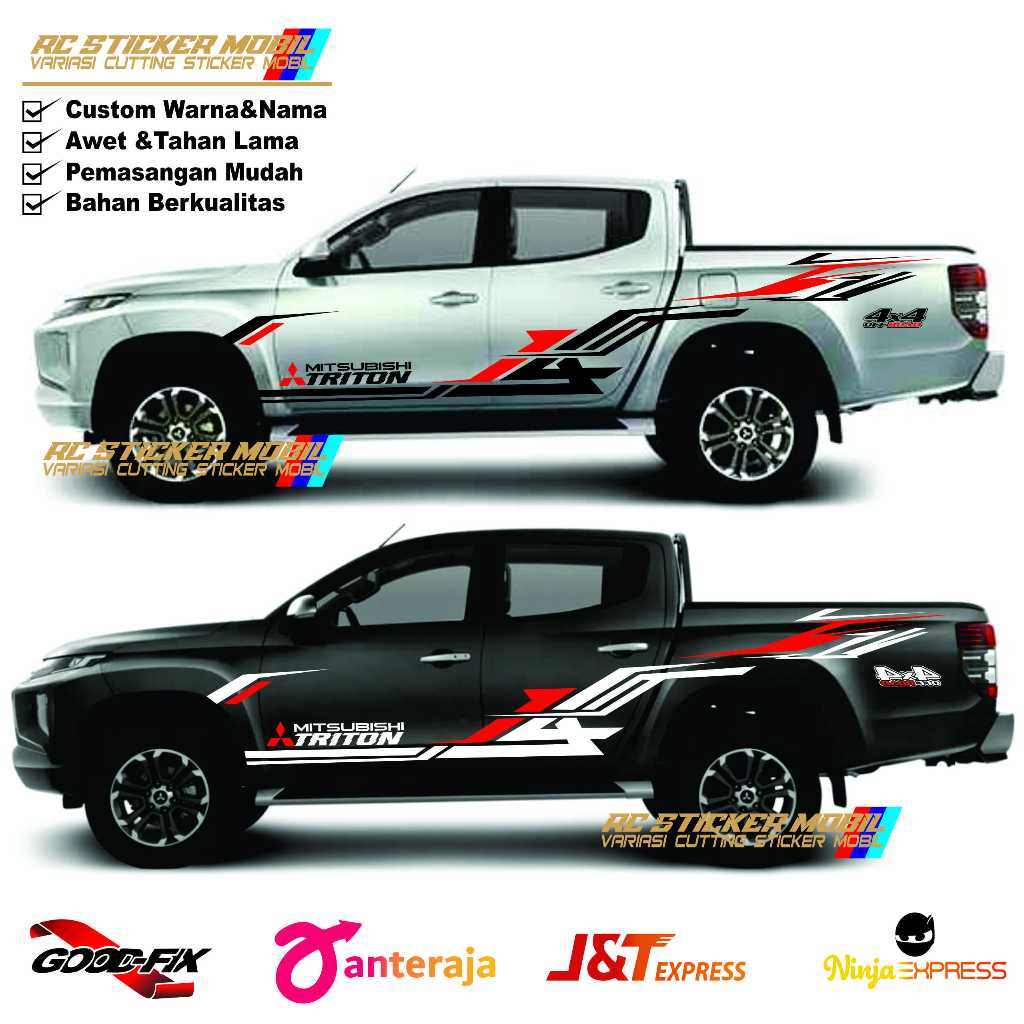 New mitsubishi triton car sticker cutting car side body sticker triton ...