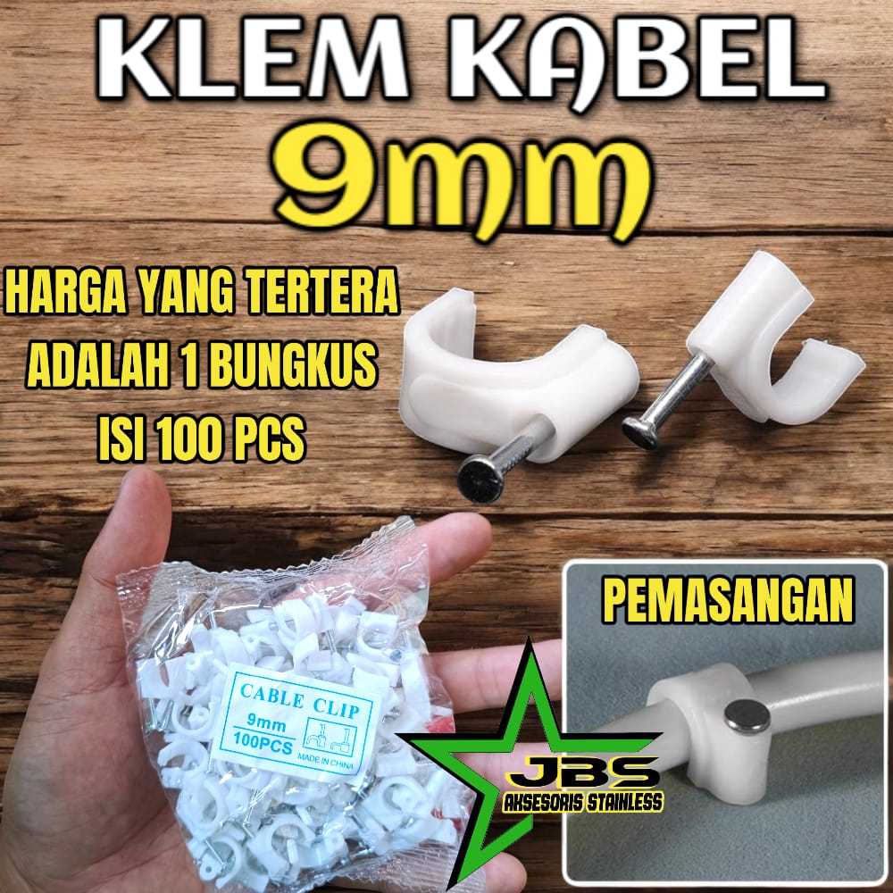 Round CABLE CLIP - 9MM - CONCRETE NAIL CABLE CLAMPS - CONTENTS 100 PCS ...