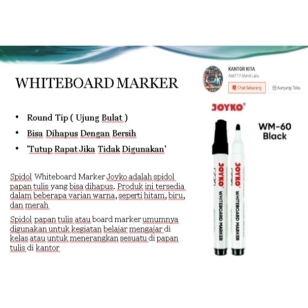 HITAM 24 pcs JOYKO BLACK MARKERS (WHITEBOARD) | Shopee Singapore