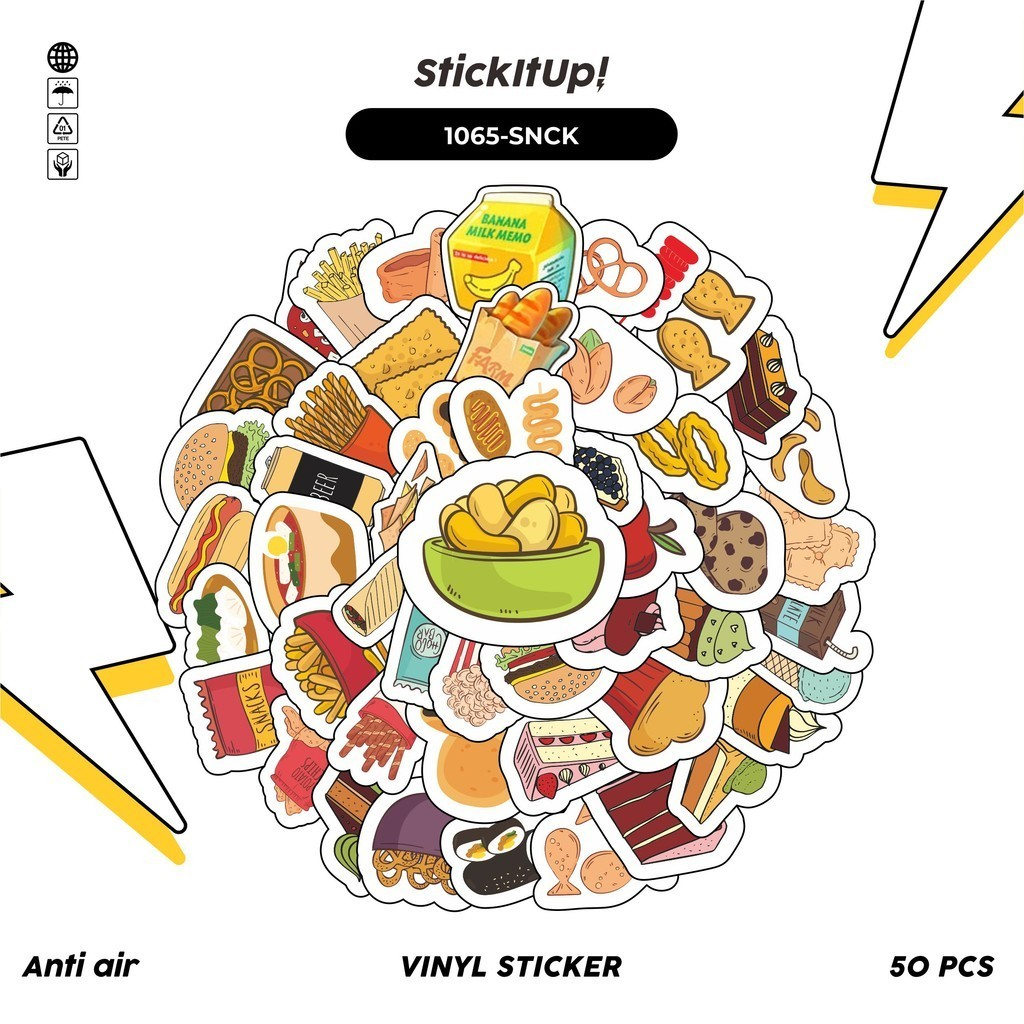 HP 100 Pcs Sticker Pack Snack/Food v2 Cute Aesthetic Vinyl Waterproof ...
