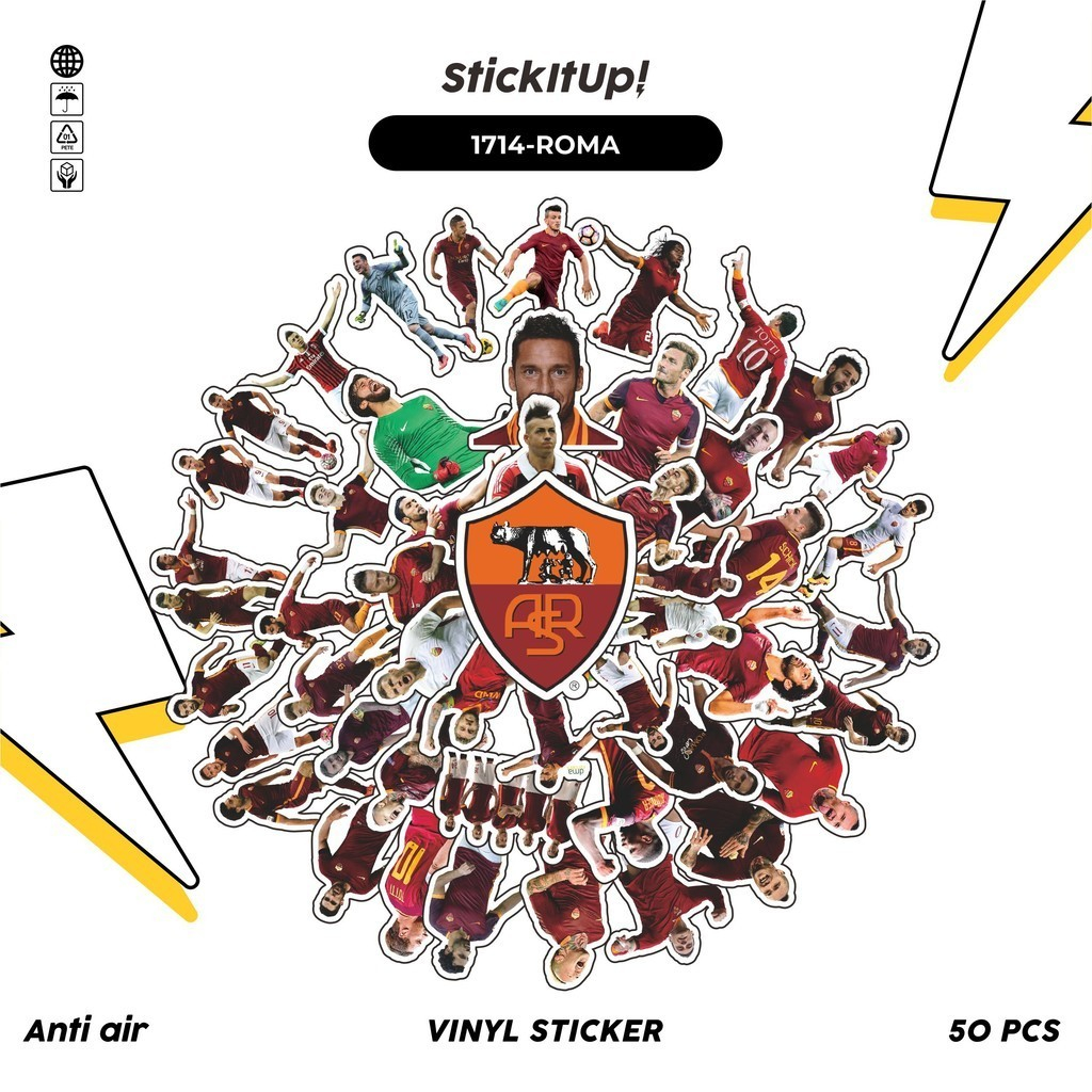 HP 100 Pcs Sticker Pack FOOTBALL SERIES AS ROMA Cute Aesthetic Vinyl ...