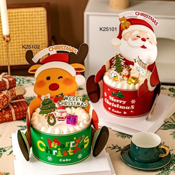 (5pcs) Santa Claus 3D Christmas Cake Box K2510 Christmas Box Cake Box ...