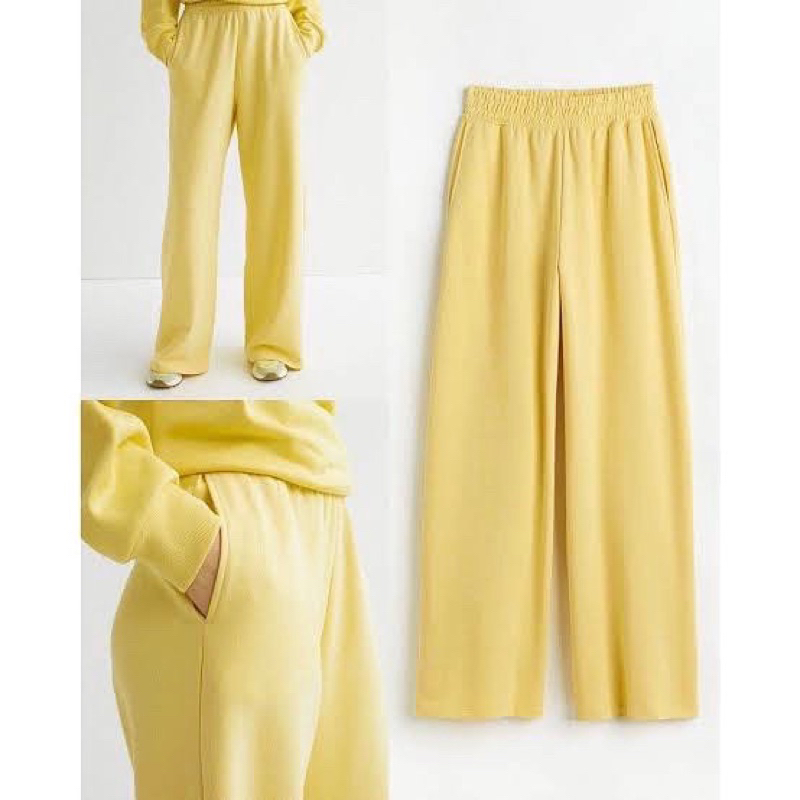 Women's trousers / H*M DIVIDED wide leg sweatpants (mustard) | Shopee ...