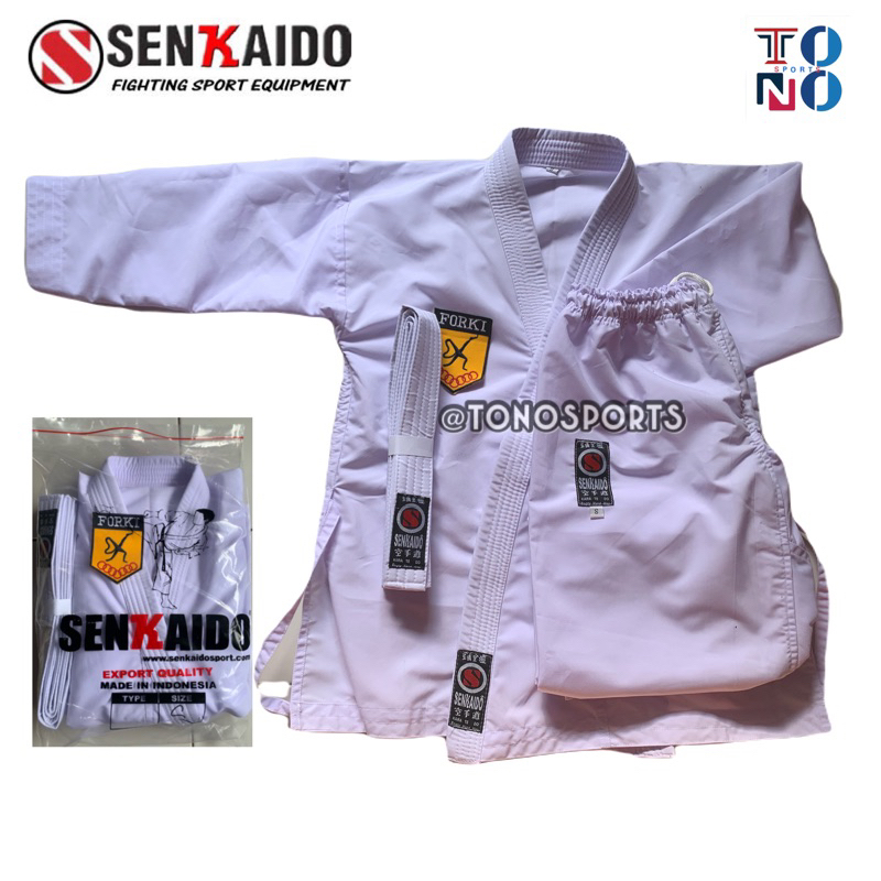 Gi KARATE SENKAIDO Uniform ORIGINAL LOGO FORKI Belt Beginner Children ...