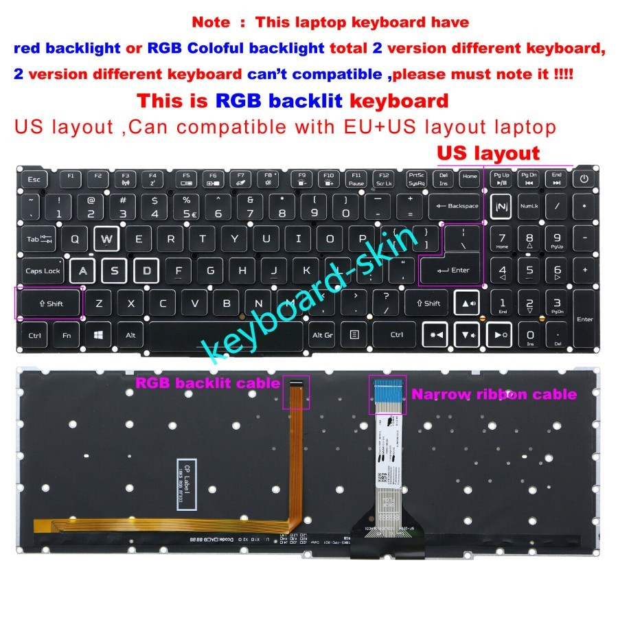 Acer Predator Helios 300 PH315-53 PH315-54 Black RGB Backlit Keyboard ...
