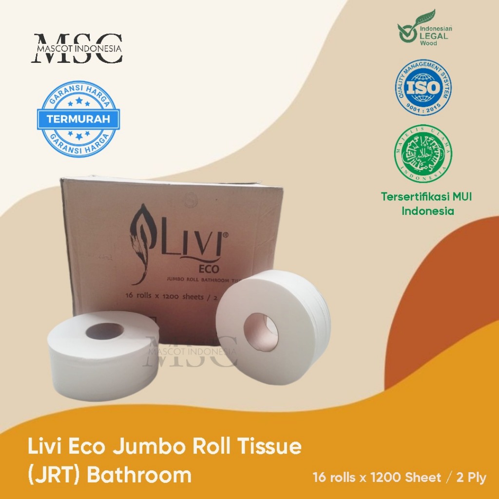 Livi Eco Toilet JRT Tissue 16 Roll 240m | Jumbo Long Roll Toilet Tissue ...