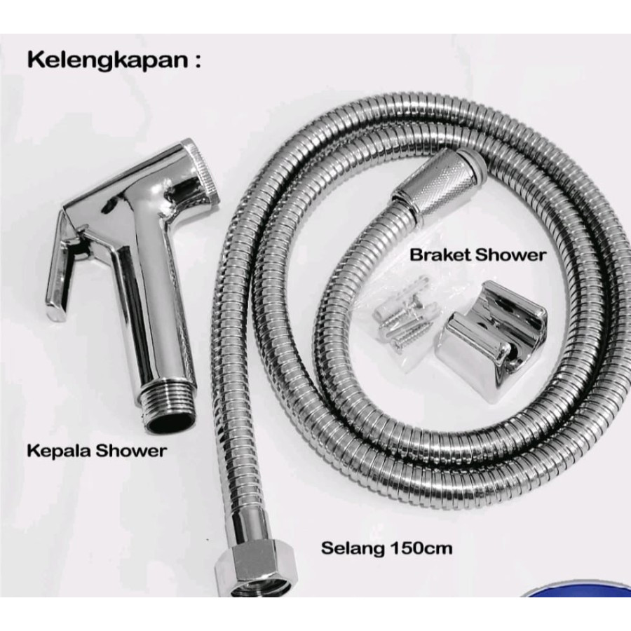 Toilet Shower Jet Set 3pcs Chrome Flexible Hose Bidet Cebok Toilet ...